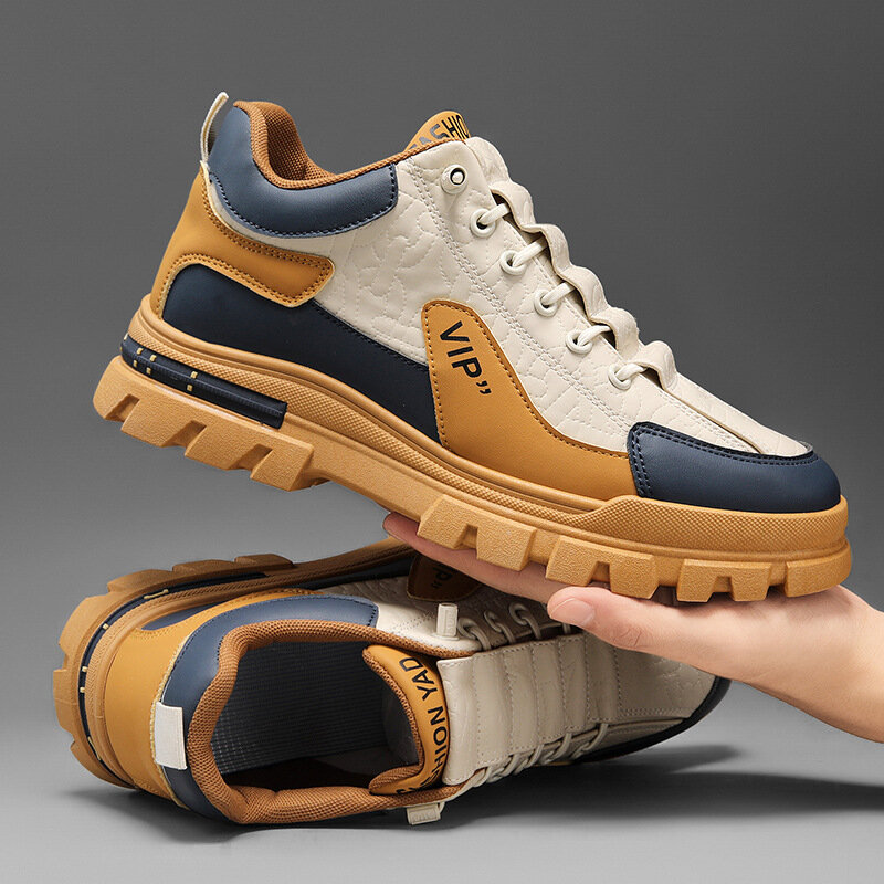 LUO Обувь мужская Осенняя для подростков Толстая подошва доска обувь/Beige