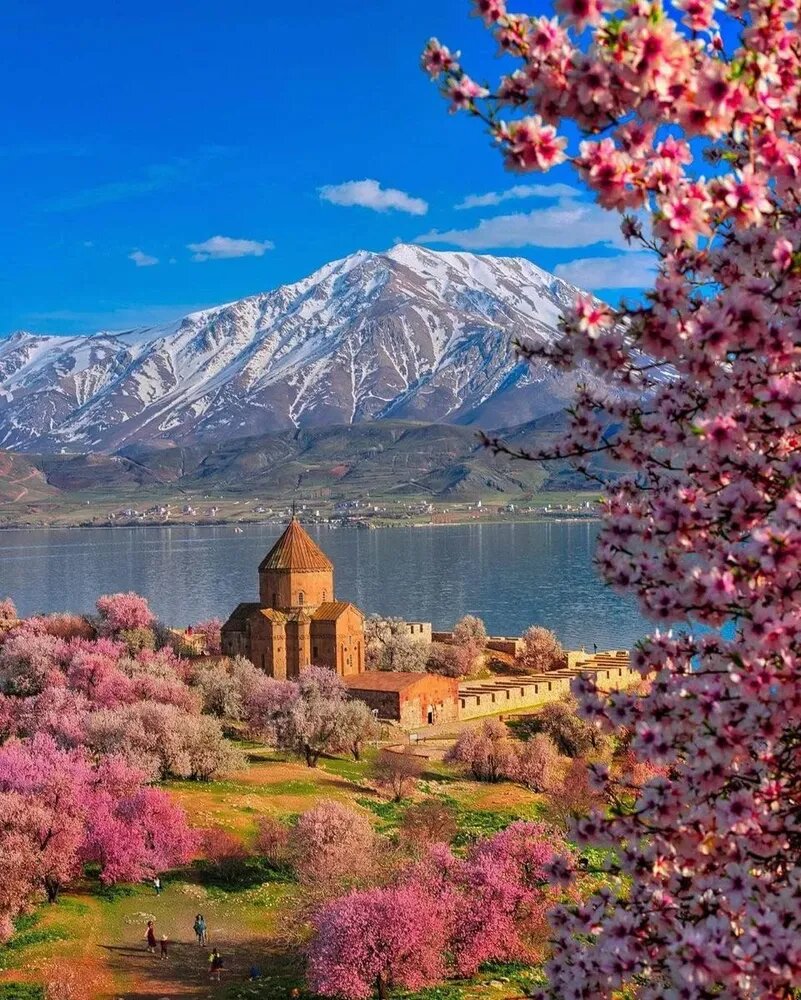 Алмазная картина"Вид на Хор Вирап и гору Арарат, Армения" / алмазная вышивка / круглые стразы 30х40 см.