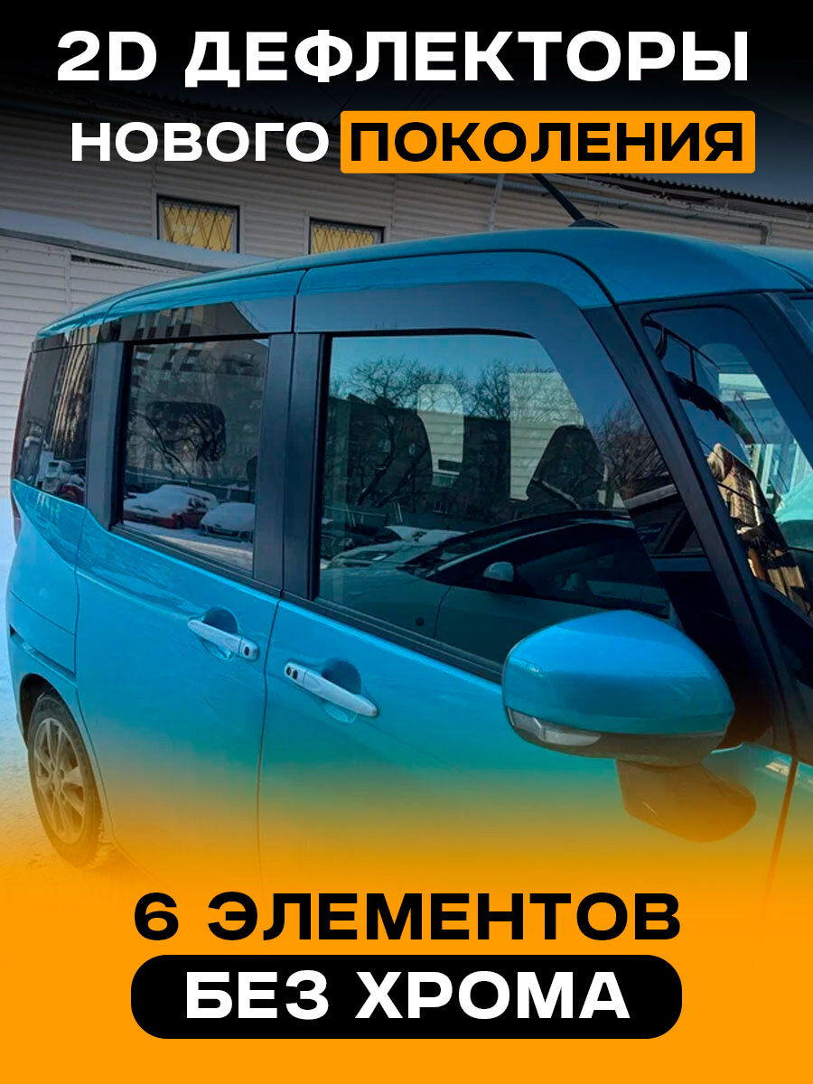 Дефлекторы на Toyota Tank (Тойота Танк) 2016-2020, 2D ветровики на окна автомобиля, черные