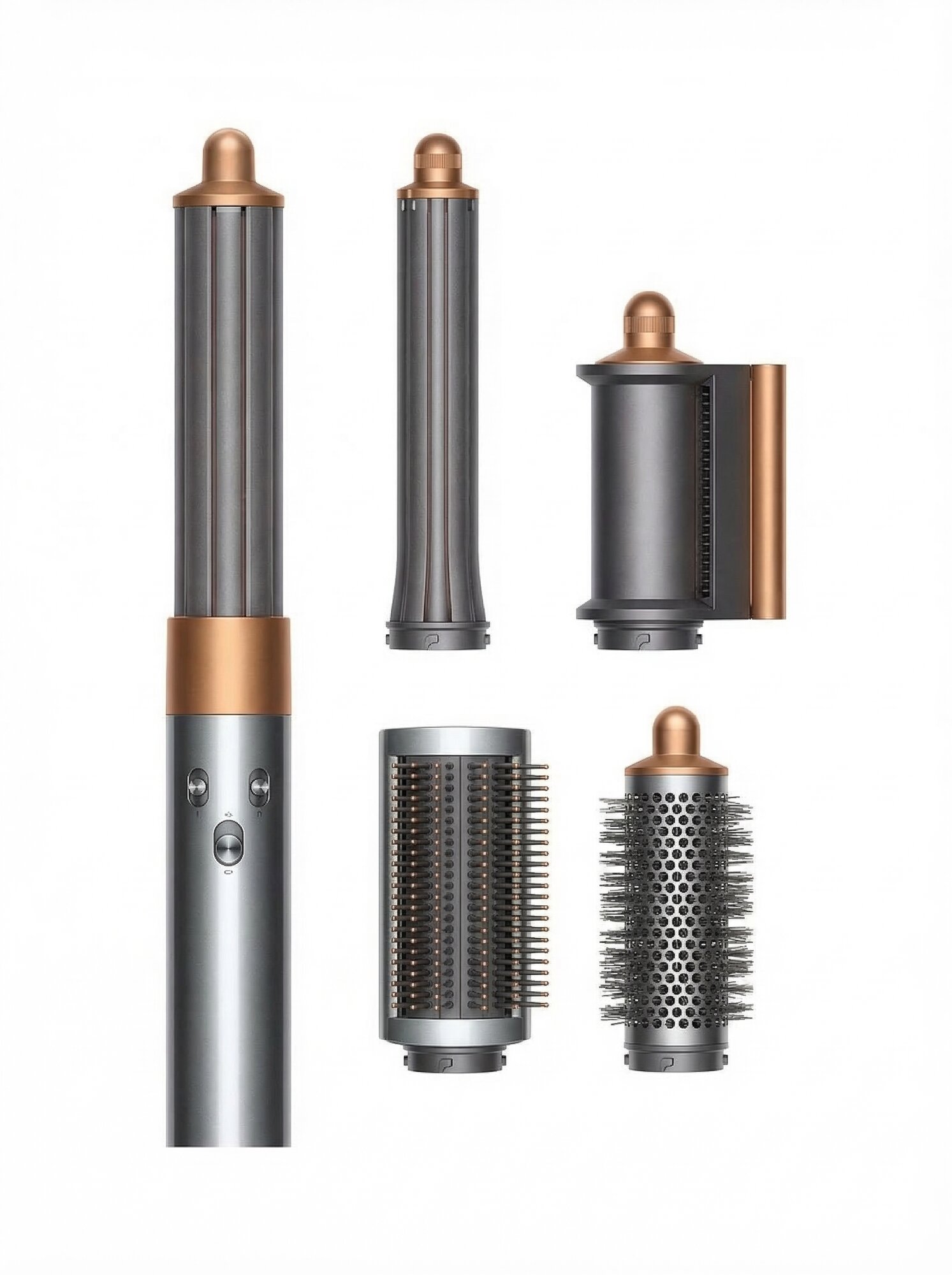 Профессиональный стайлер для волос, плойка для локонов, фен с насадками для укладки расческа 5 в 1, серый