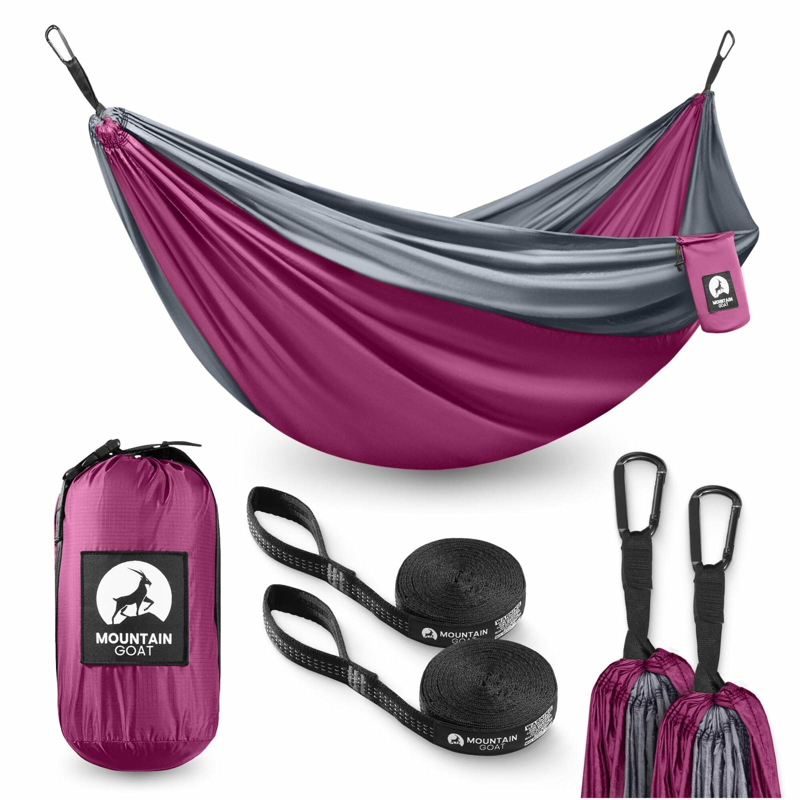 DECATHLON Туристический гамак Mountain Goat, розовый/серый, 300 200 см, 200 кг