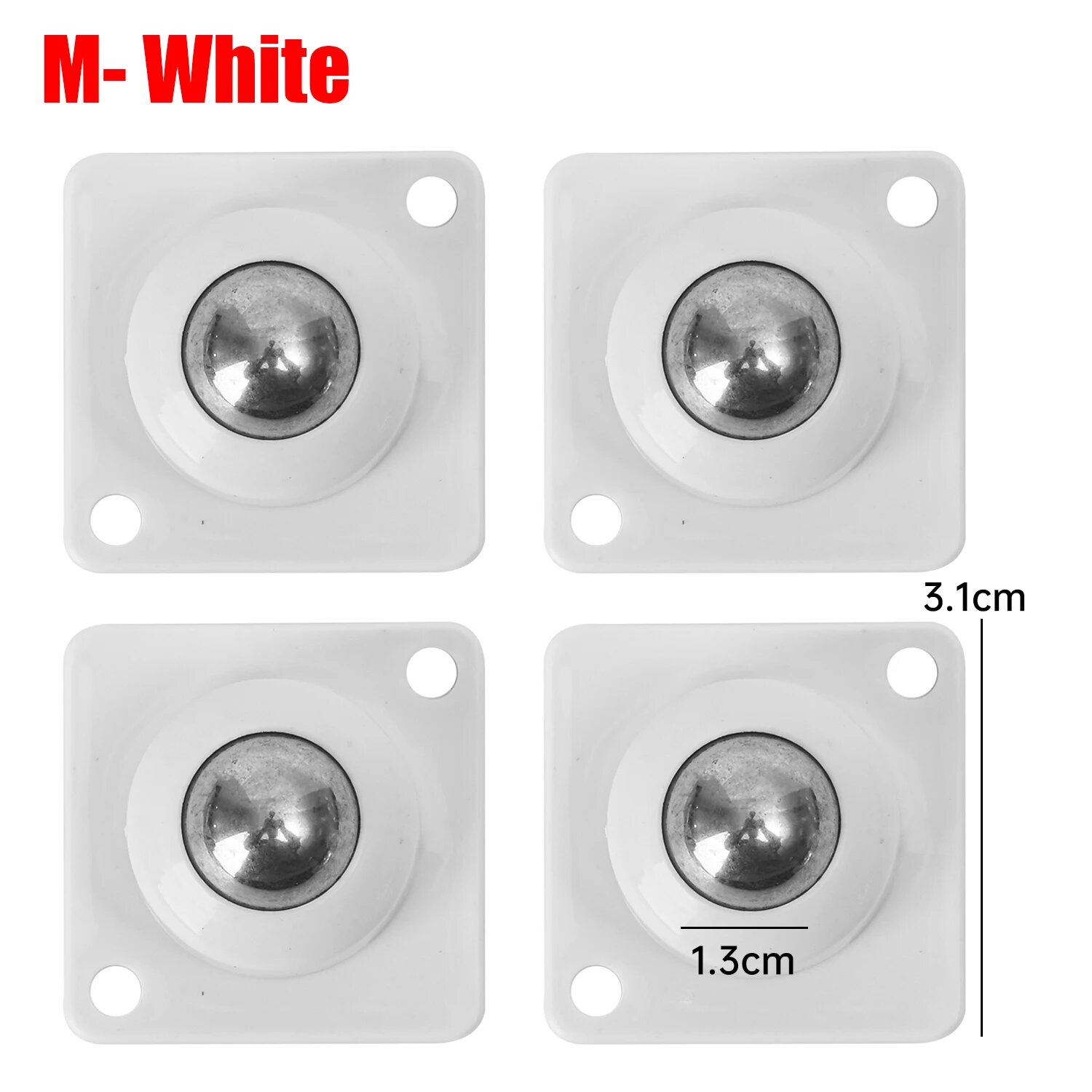 Мебельные ролики 360° черные/белые/прозрачные 8PCS, M- White