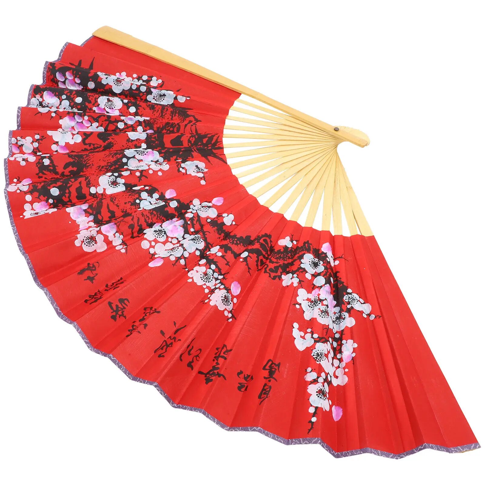 Гигантский красный веер с цветами сливы