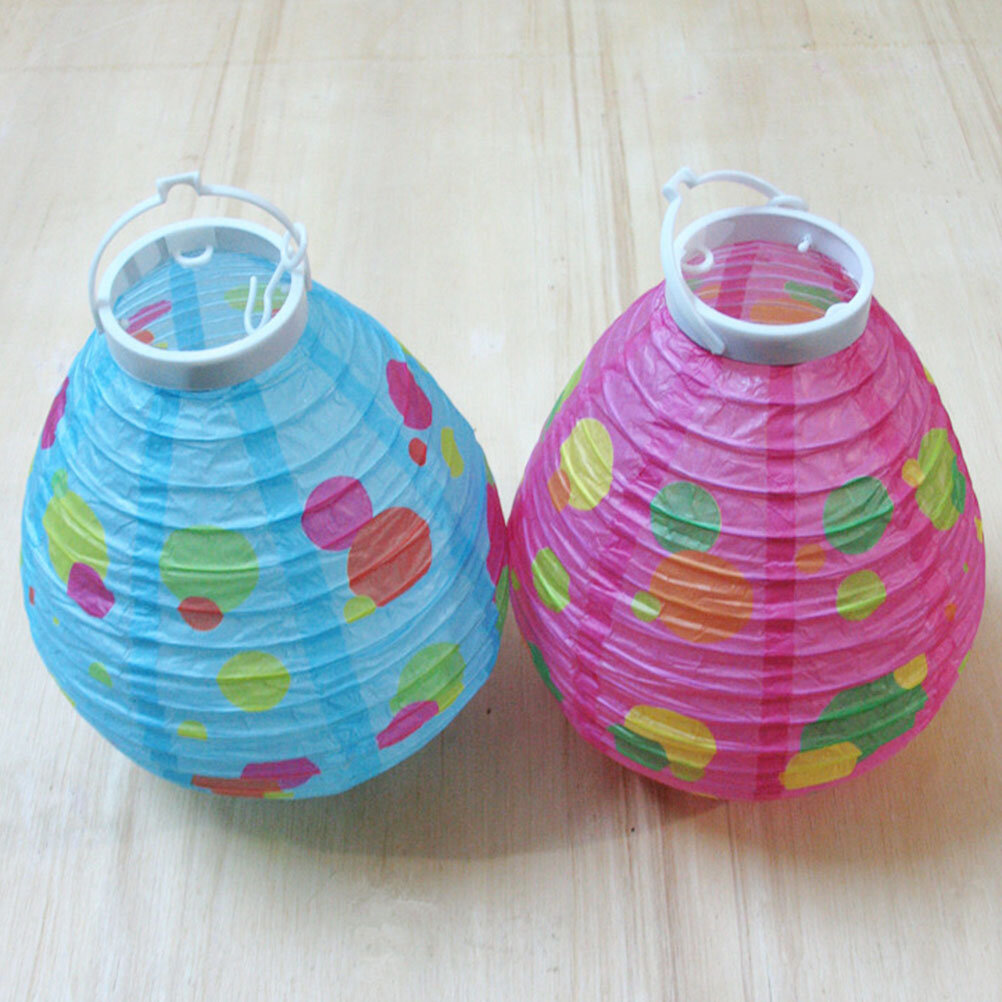 Набор из 2 бумажных светящихся фонарей в форме яйца небесно-голубого цвета для украшения