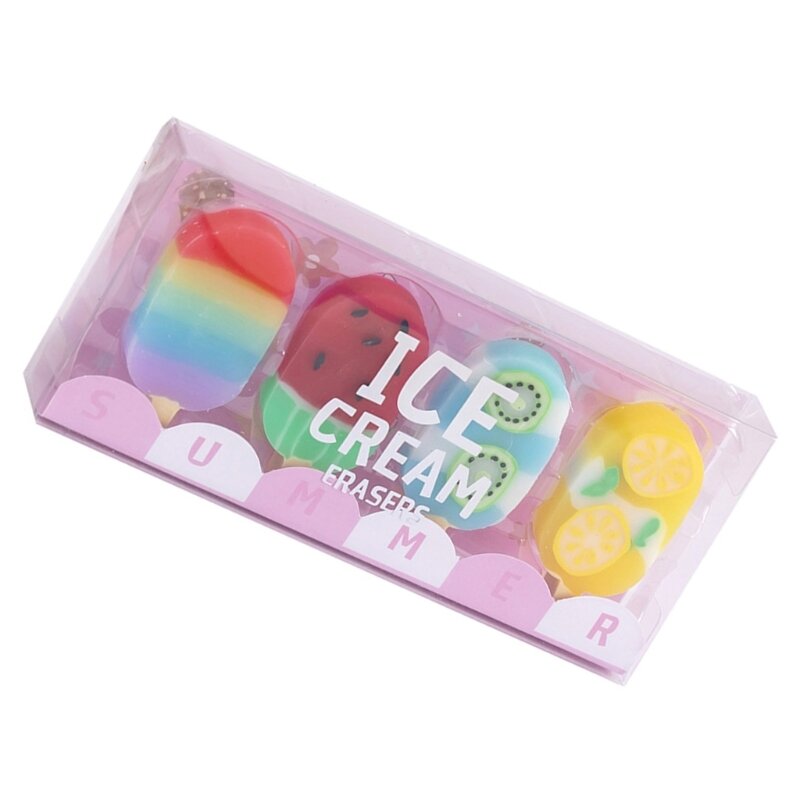 4ШТ Креативные Ластики В Форме Мороженого Забавные Ластики Ice-Lolly Для Детей, Пишущих Заметки, Офисных Школьных Принадлежностей