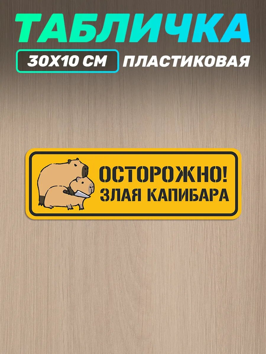 Табличка на дверь прикольная Мем Осторожно злая капибара