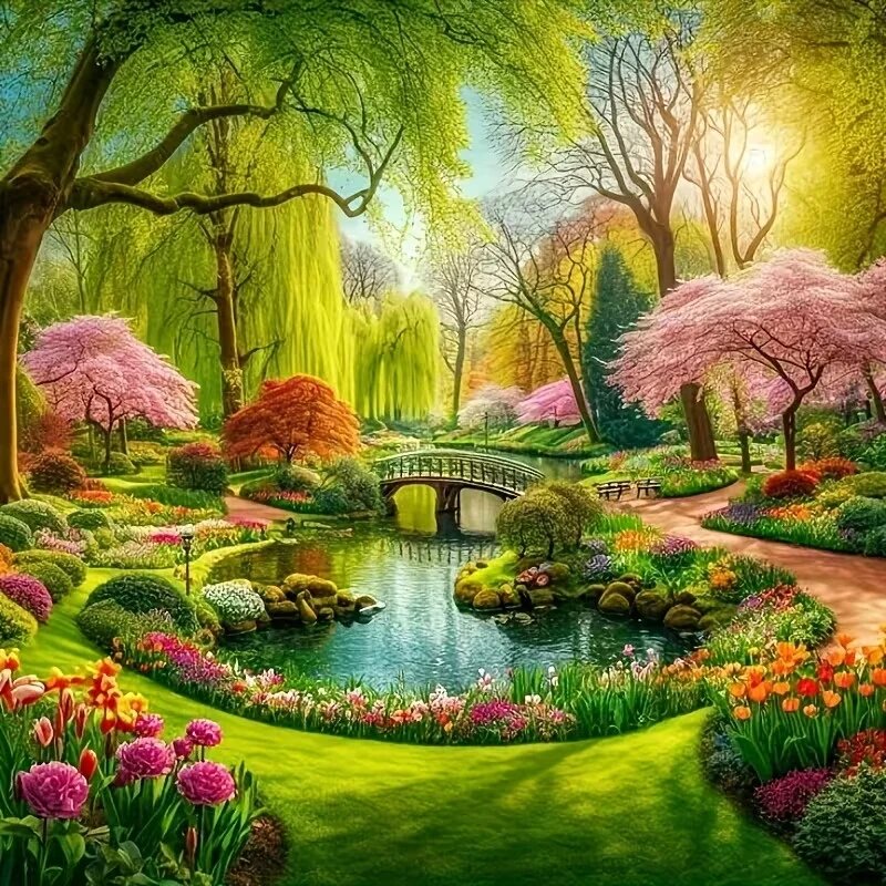 Алмазная вышивка пейзаж, водопад, 50x50 см, Цвет: 7186