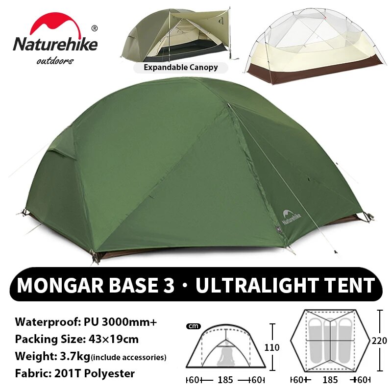 Naturehike Mongar Base 3 Палатка Green 3P
