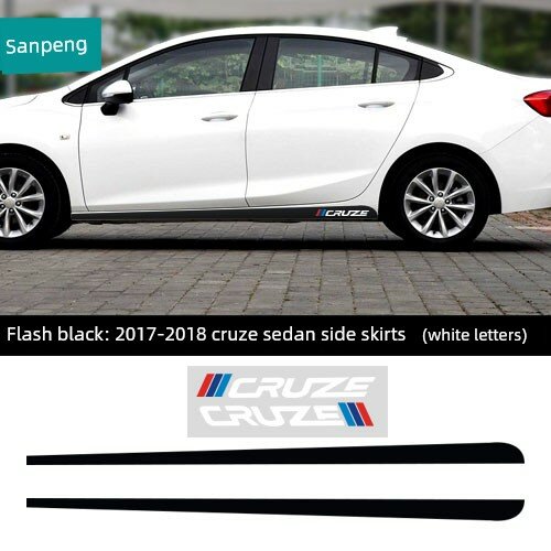 Светящаяся черная наклейка для боковых юбок Chevrolet Cruze Sedan 2017-2018, виниловая, устойчивая к царапинам