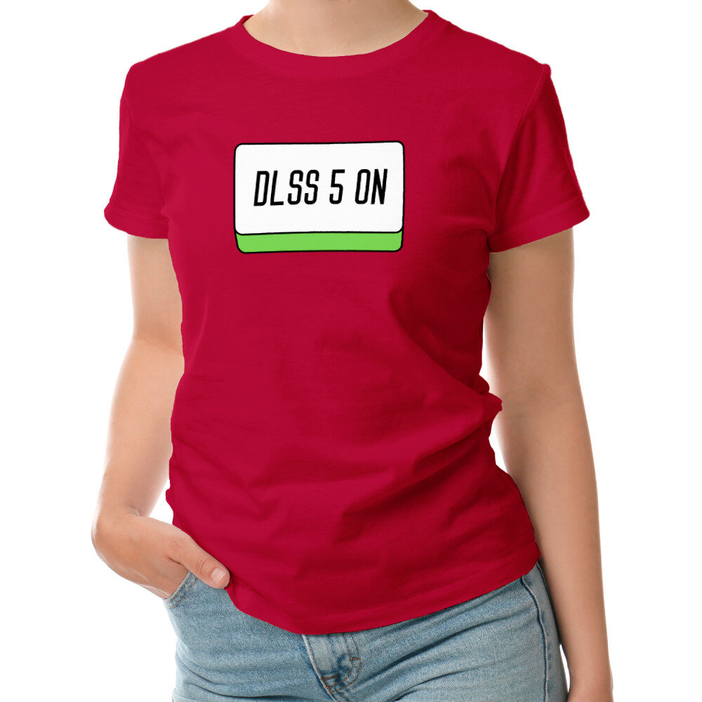 Женская футболка «Геймерский мод: DLSS 5 On» (красный, L)