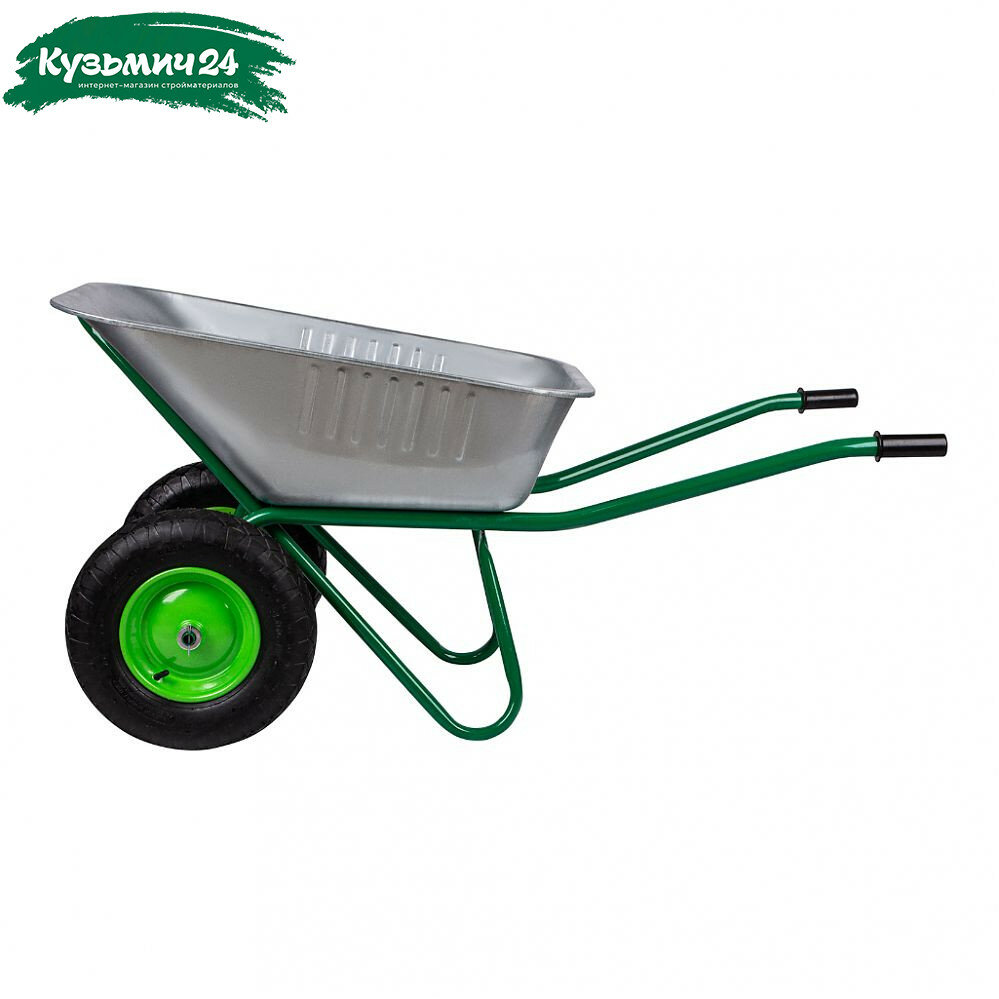 Тачка садовая Мастер, металл, 2 колеса, объем 110 л, до 100 кг, оцинкованная