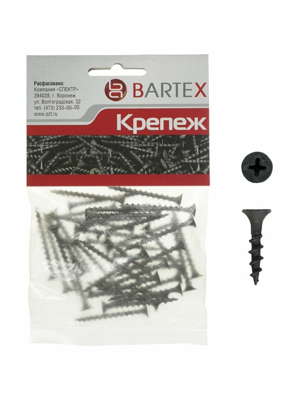 Саморез по дереву и гипсокартону, диаметр 3.5х16 мм, 50 шт, пакет, Bartex