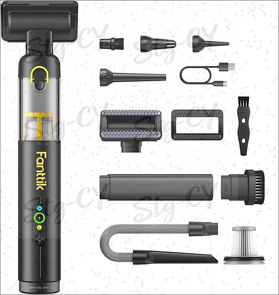 Автомобильный беспроводной пылесос Fanttik Slim V10 APEX, портативный мини-пылесос 4-в-1, мощность всасывания 19 кПа, улучшенный цифровой дисплей Smart Digital Display.