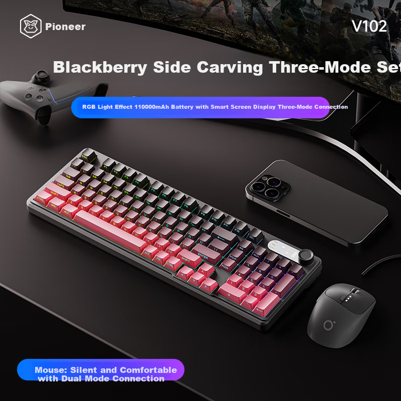 EWEADN V102 беспроводной набор клавиатура и мышь Bluetooth 3-режимная тихая мембранная клавиатура для ПК планшета