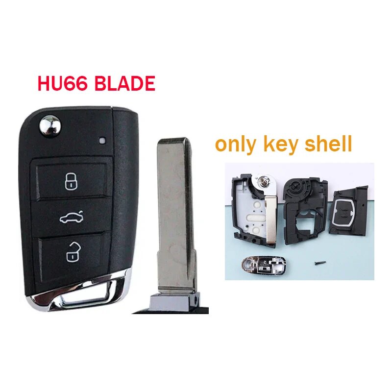 Брелок для VW/Skoda/Seat, HU66, key shell