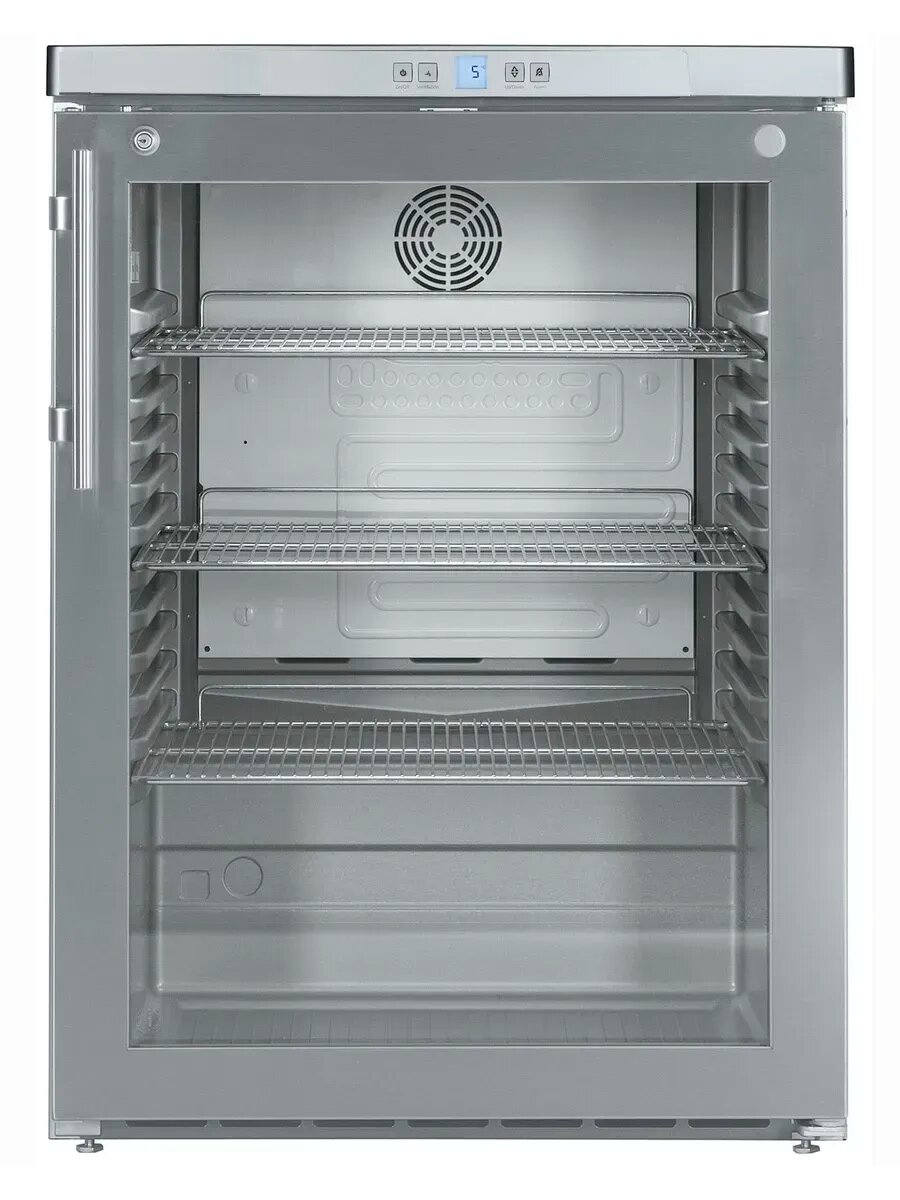 Холодильная витрина Liebherr FKUv 1663-24 001 серебристая,148 л, от +1 °C до +15 °C, 4 полки, 45 дБ