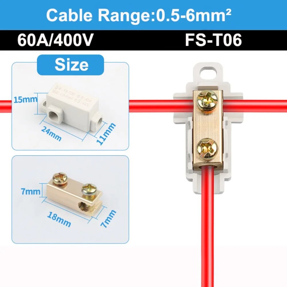 Латунные разветвители для проводов 60/80/100А FS T06