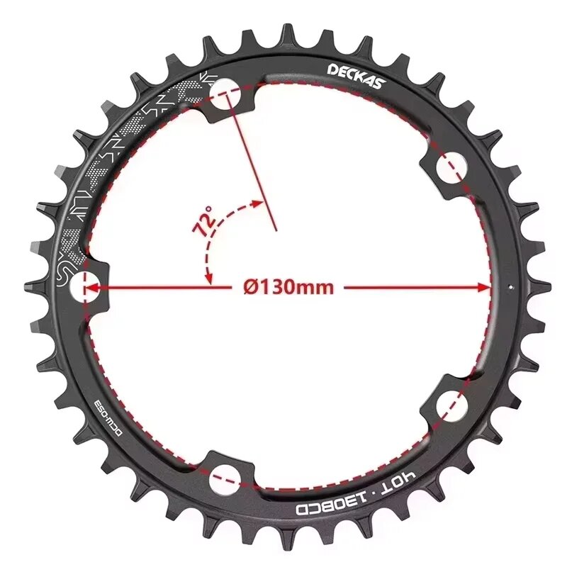 Deckas звезда ведущая 52T, 130mm, 72°, черная