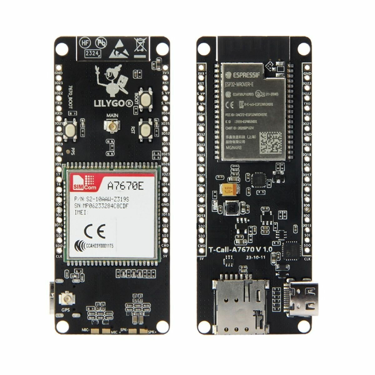 T-Call A7670 4G 2G ESP32 Плата разработки A7670E LTE GSM Сетевой ESP32-WROVER-E WiFi Bluetooth Беспроводной модуль