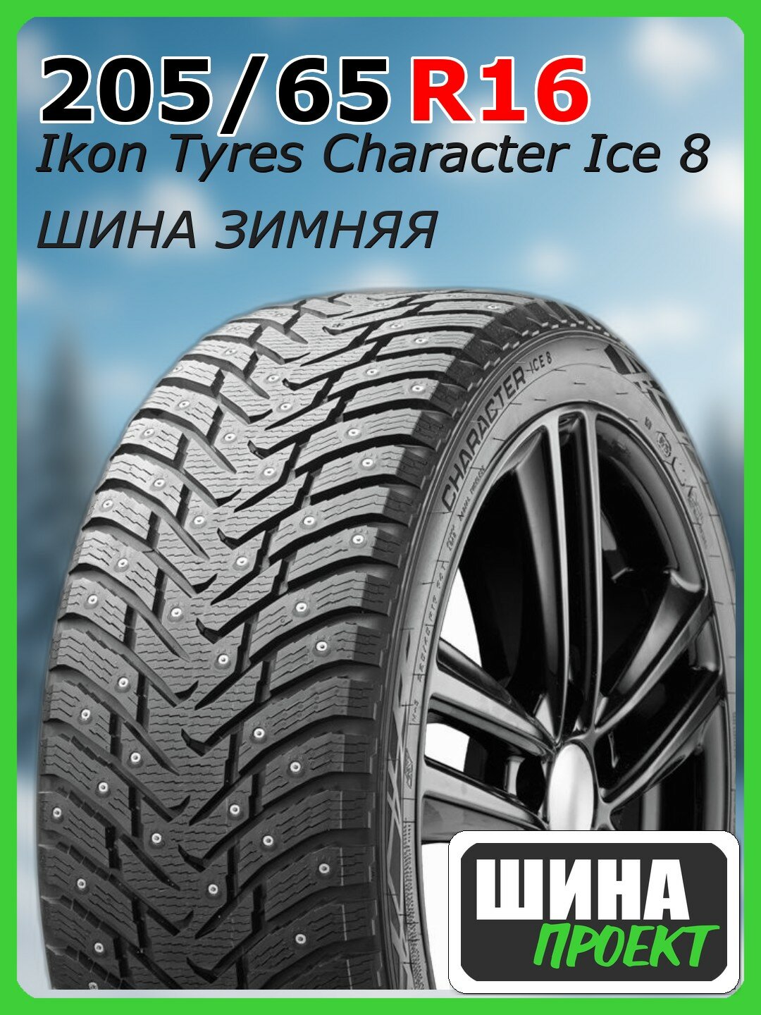 Шина зимняя шипованная Ikon Tyres 205/65/16 T 99 Ikon Character Ice 8 XL Ш. для легковых автомобилей TS78046