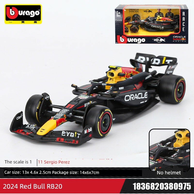 Модель гоночного автомобиля Red Bull RB20 2024 F1 1:43 Масштабная алюминиевая реплика для Серхио Переса #11