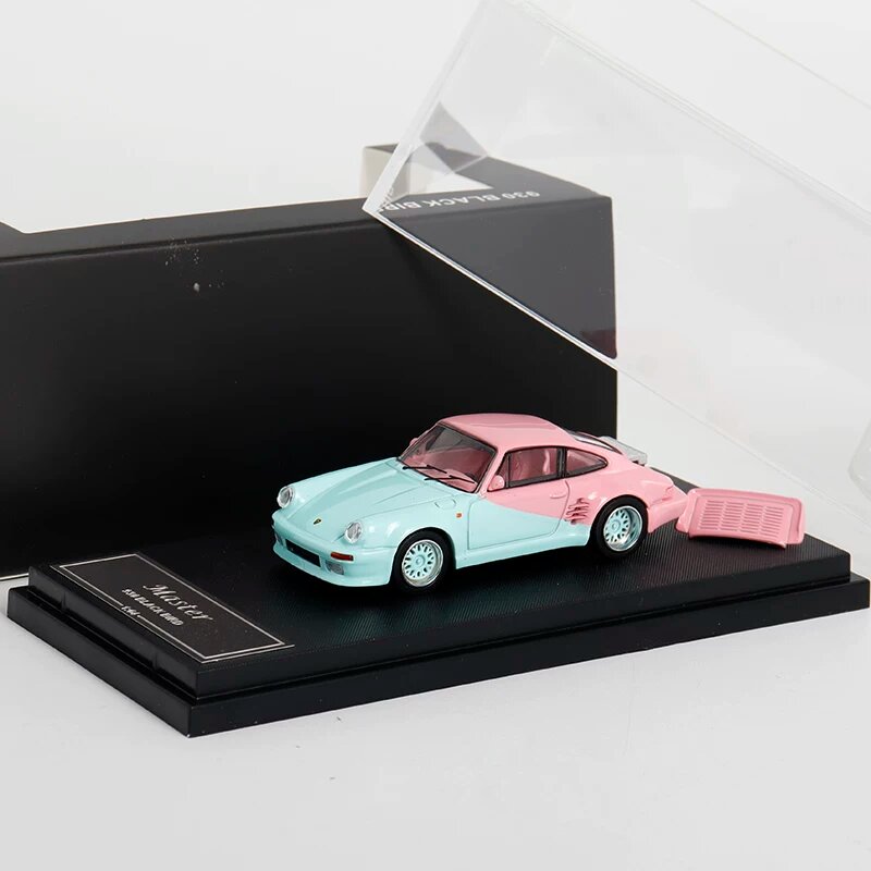 1:64 Масштабная алюминиевая модель автомобиля Porsche 911 930 Turbo в розовом двухцветном исполнении