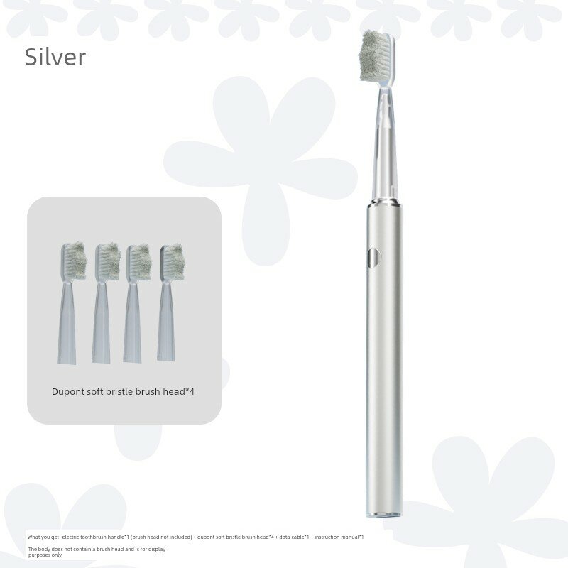 Металлическая электрическая зубная щетка Ebonee для взрослых, с звуковой вибрацией, мягкой щетиной, мужские и женские