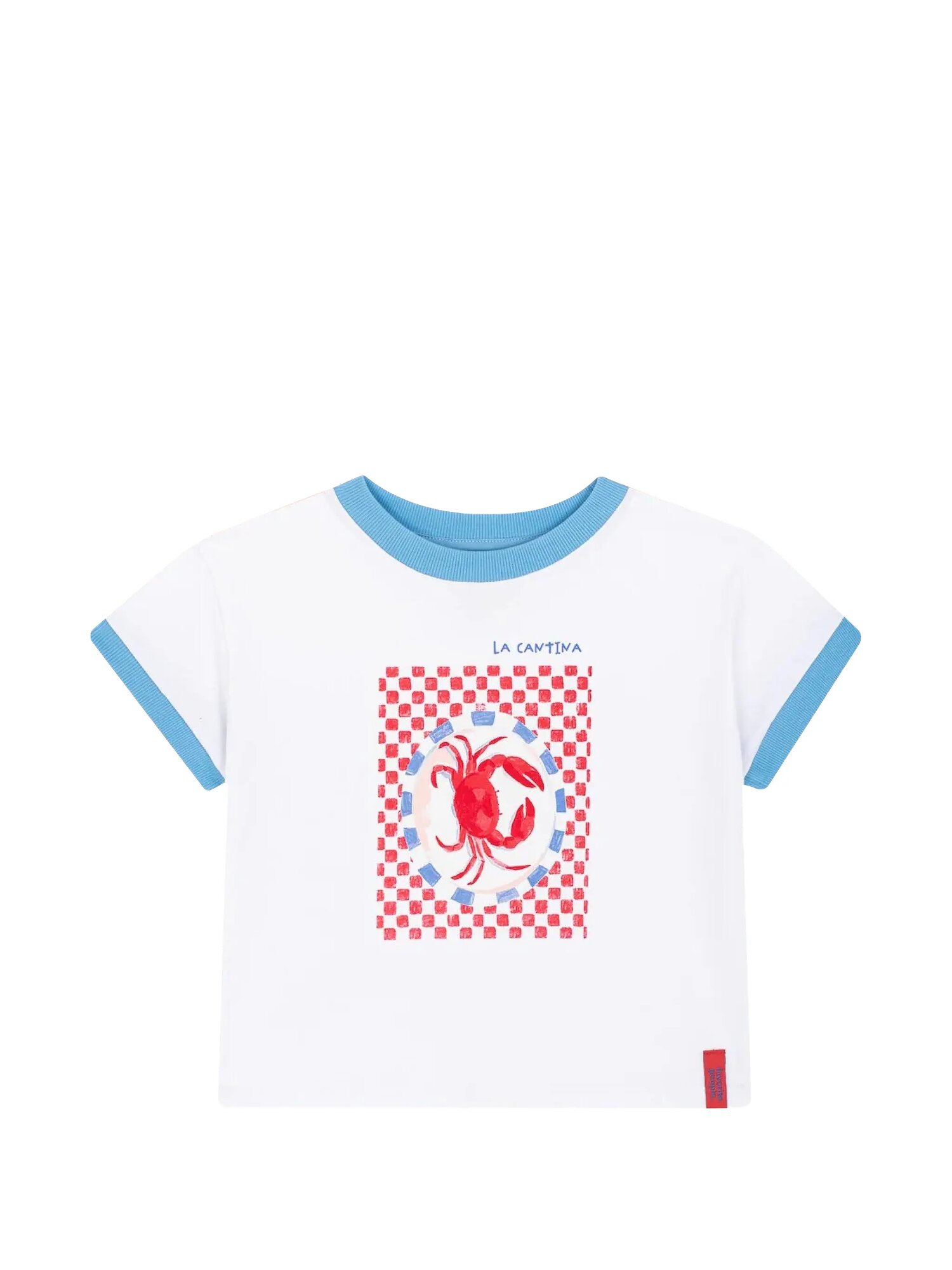 Футболка Crab illustration striped trim T-shirt
