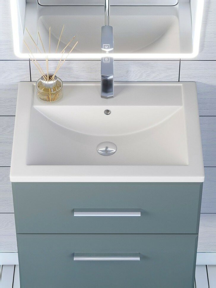 Раковина для ванной кварцевая Uperwood Foster Quartz 60х40,5х16,5 см, белая матовая, жасмин