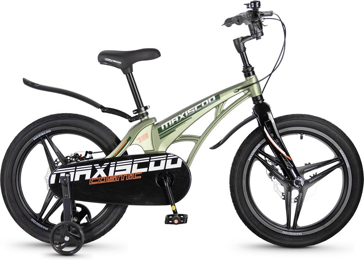 Велосипед Maxiscoo Cosmic 18 Комплектация Deluxe (2026) (110-130 см), оливковый