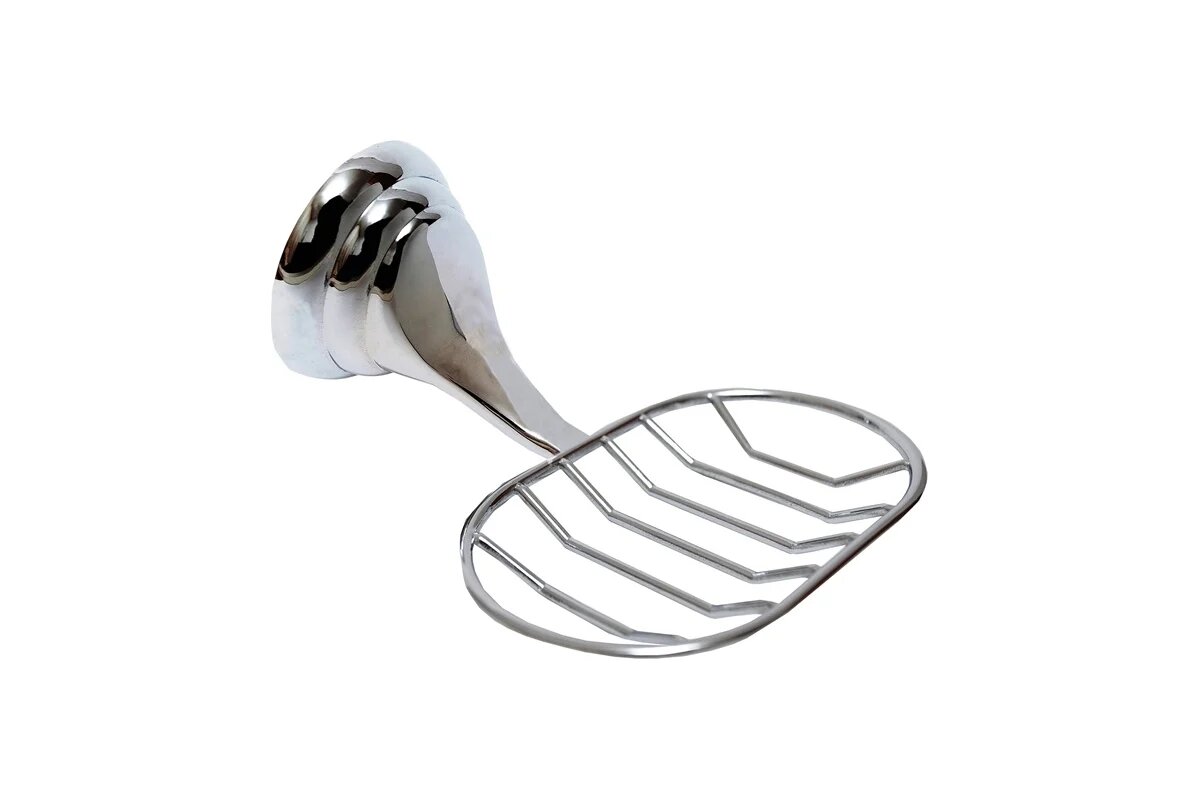 Металлическая мыльница Delphinium 3169 – хромированная овальная настенная решётка из ЦАМ, компактные размеры 12,5х11,7х6 см, эргономичная форма и лёгкость ухода.