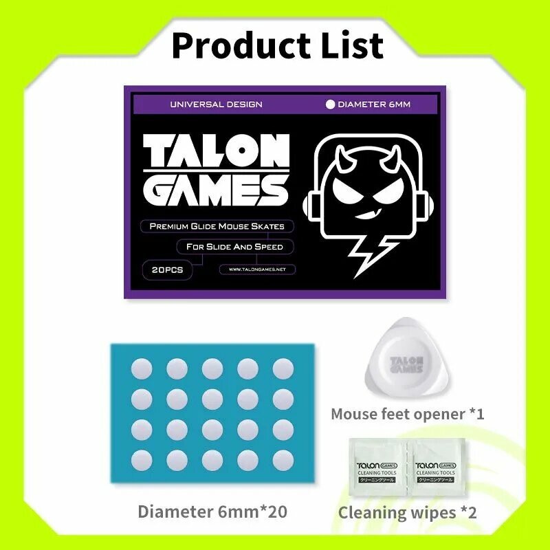 Универсальные тефлоновые глайды для мыши точки для мыши / TALONGAMES (20 шт, диаметр 6 мм, светло-серый)