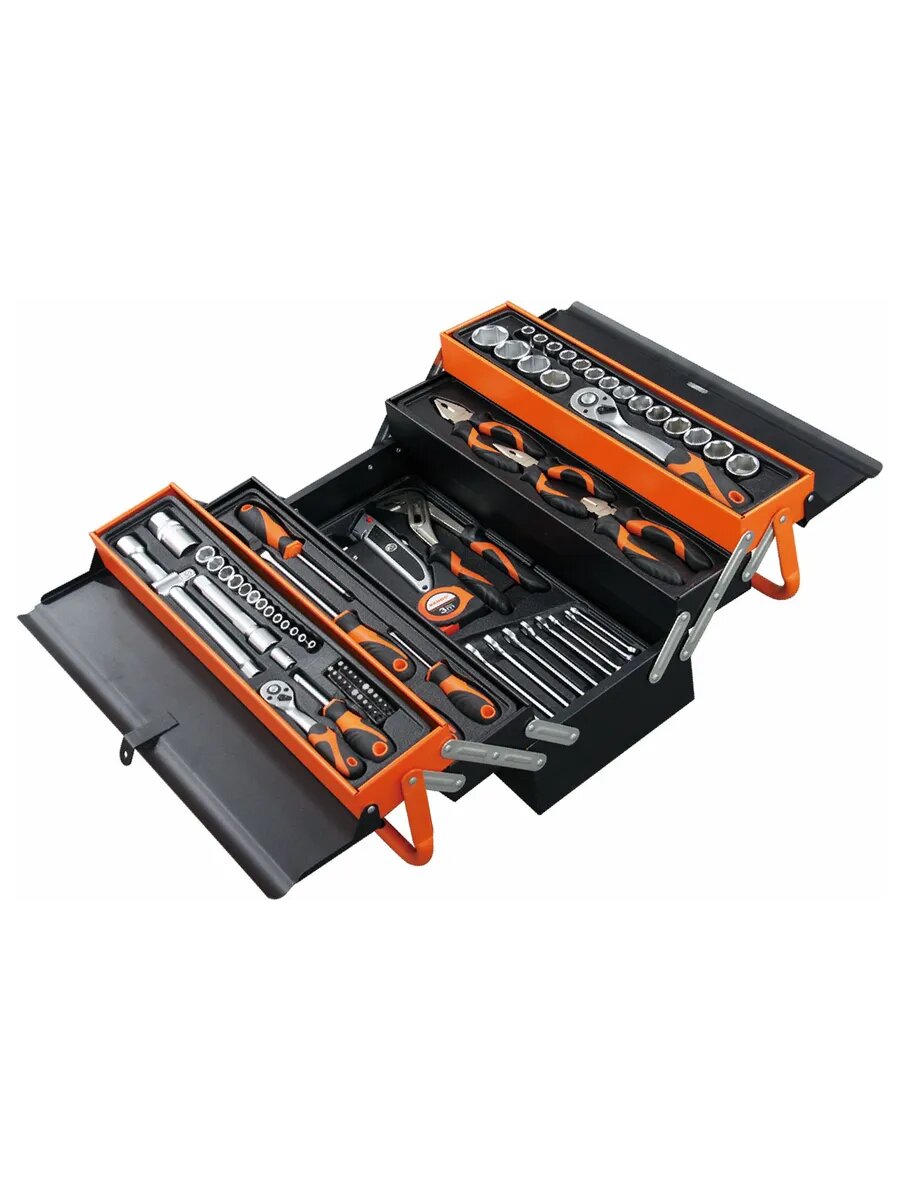 Набор инструментов в переносном ящике KENDO, CrV, 1/2 " +1/4