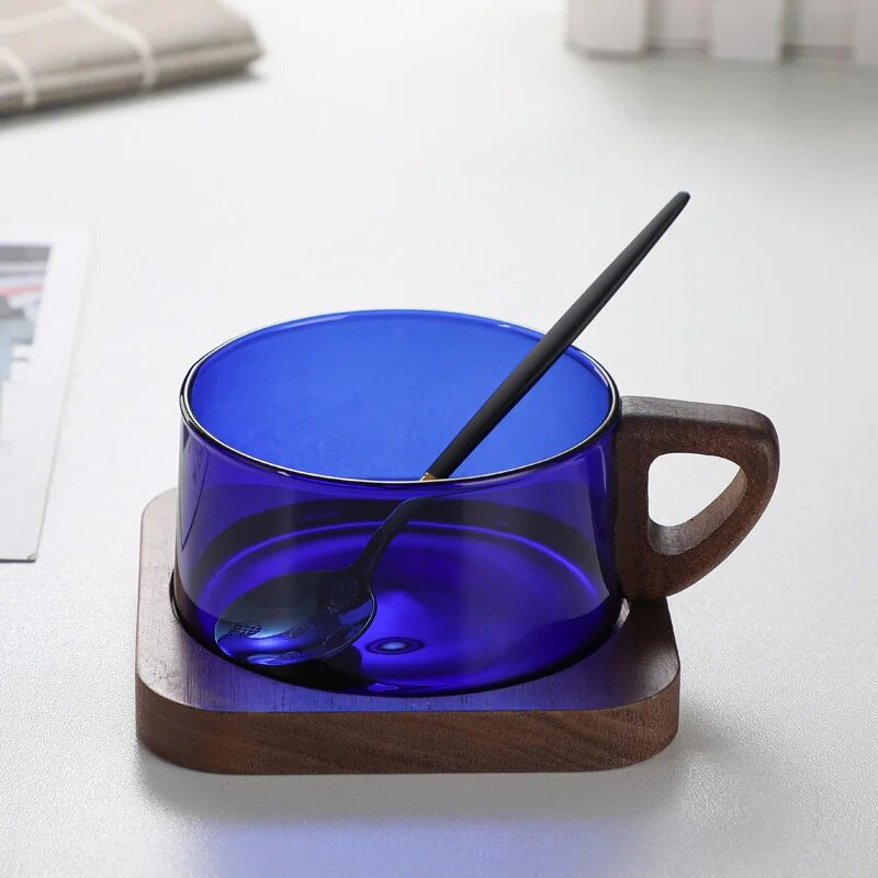 BenRussell стеклянная чашка для латте 200 мл Синий, Blue Tray