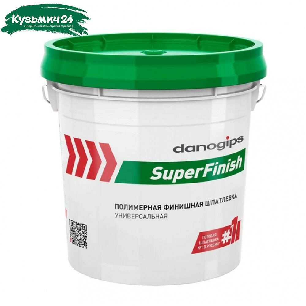 Шпатлевка Danogips Superf, финишная, полимерная, сухая, для внутренних работ, объем 17 л, 28 кг