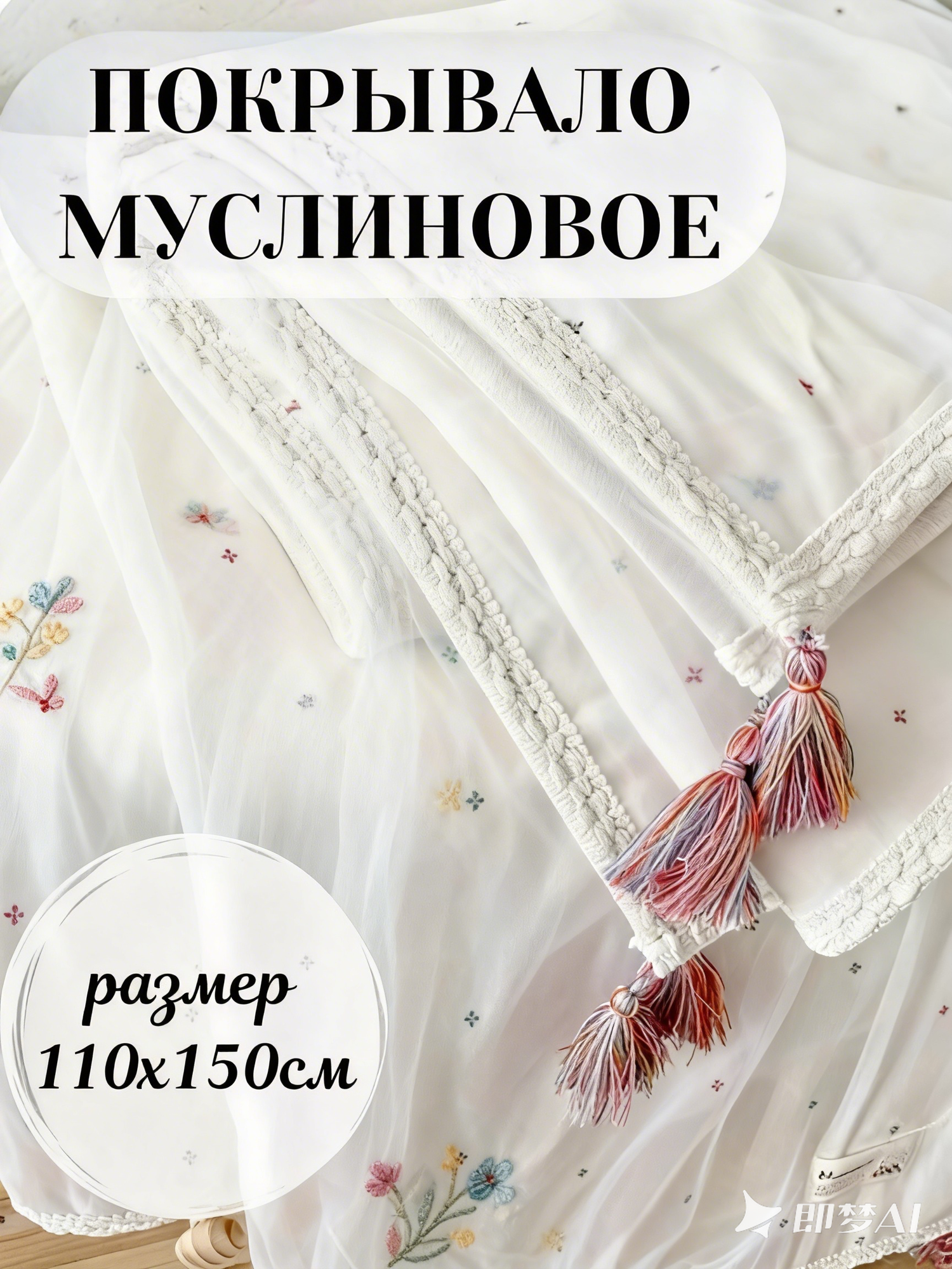 Муслиновое покрывало "Икея", 110x150см, изготовлено из натурального хлопка