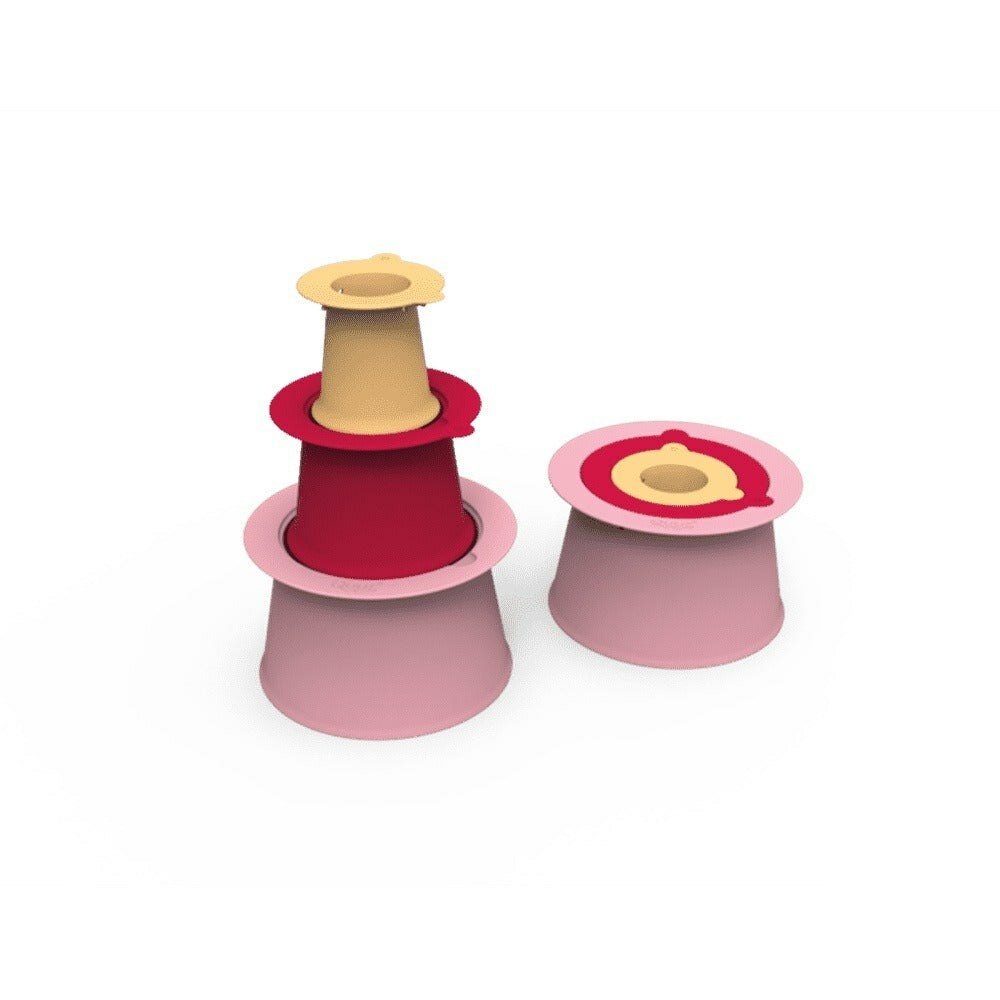 Игрушка для песочницы Quut - Набор формочек для песочницы Alto Tower "Башня", 3 шт, цвет красный-розовый-желтый - Кют 172857