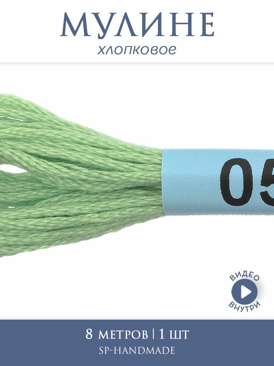Мулине хлопок Gamma №0502 цвет салатовый 8 м, 1 шт