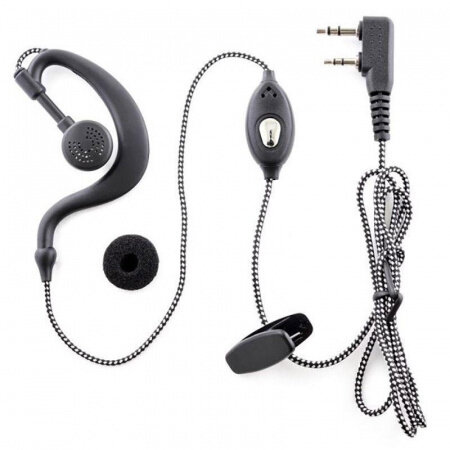 Гарнитура в шелковой оплётке для раций Baofeng/Kenwood/TYT (2-Pin)