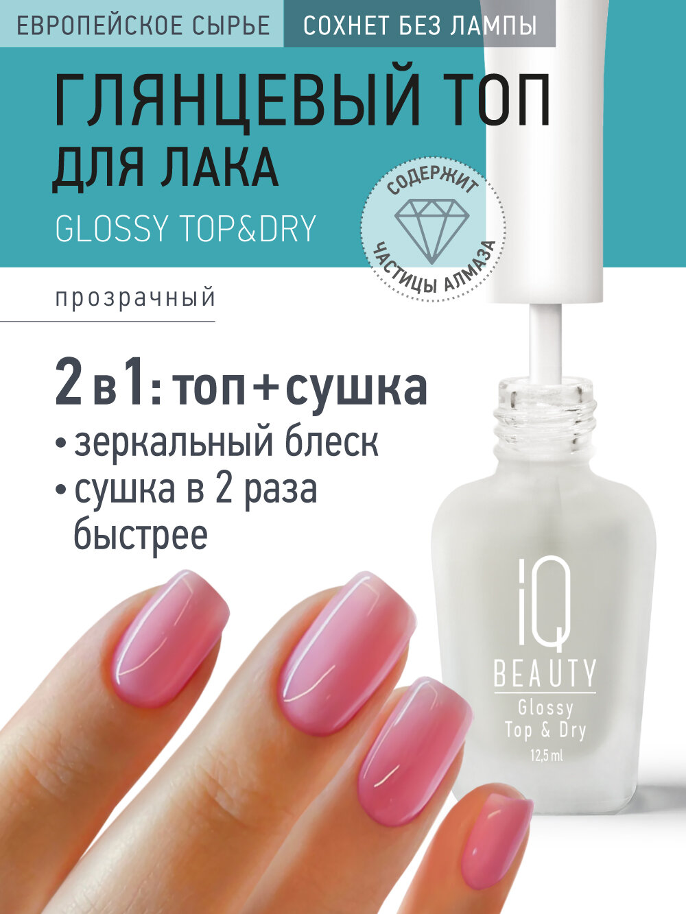 Зеркальное защитное покрытие и сушка Glossy Top & Dry, 12.5 мл