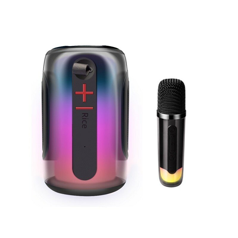 Bluetooth-колонка Pulse 8-го поколения черная с одним караоке-микрофоном, портативная, для улицы, высокое качество баса