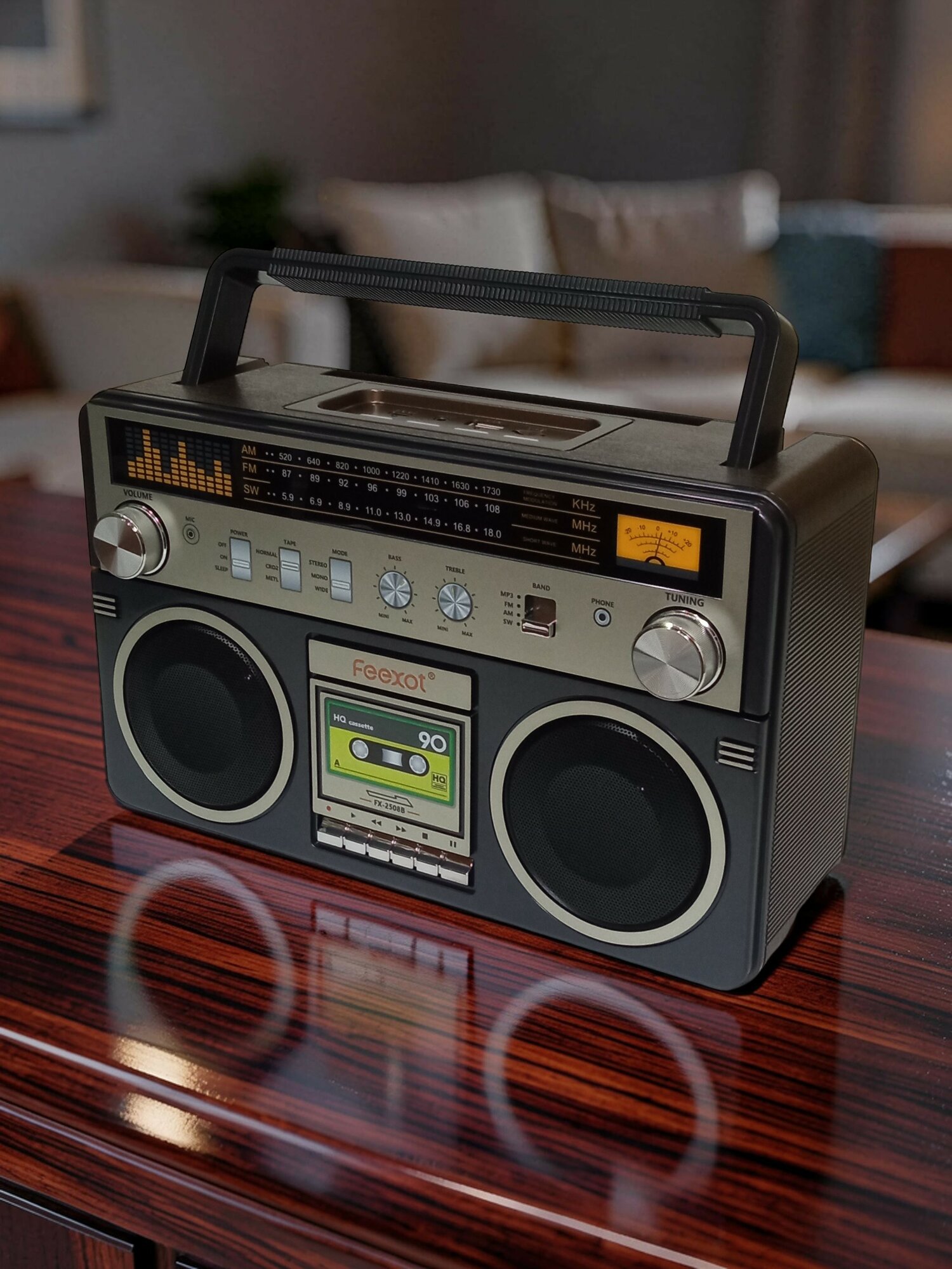 Радиоприемник в ретро стиле с MP3 плеером BT AC/DC Stereo FX-2508B (черный)