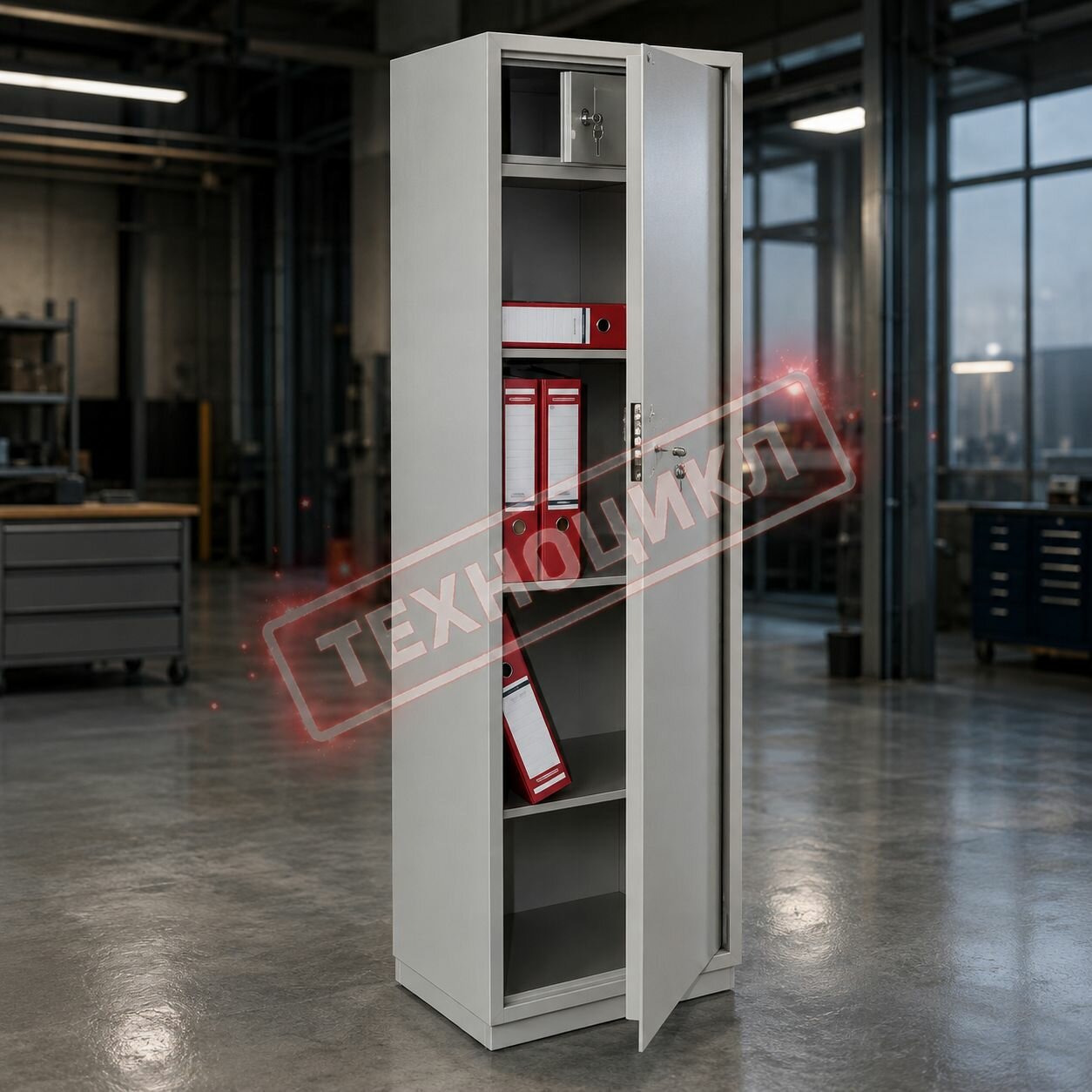 Шкаф бухгалтерский металлический техноцикл КБС-031т, 1550х470х390 мм, серый
