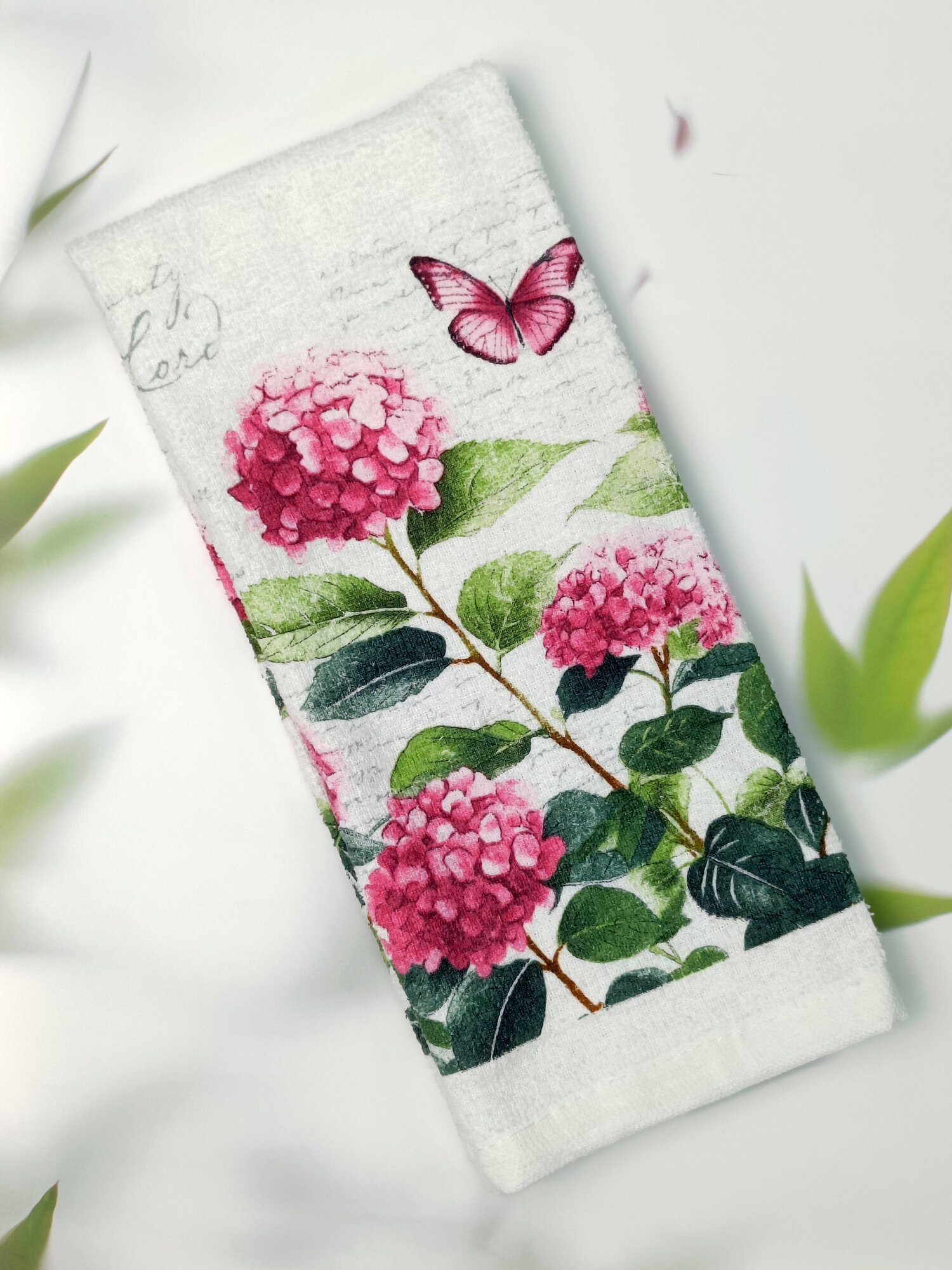Полотенце кухонное Floral Season Гортензия 2, велюр, 38х63см, 1шт