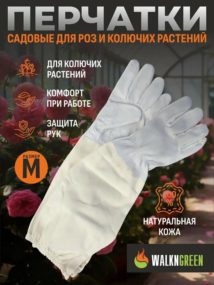 WALKN GREEN Перчатки хозяйственные, размер M, 1 пара