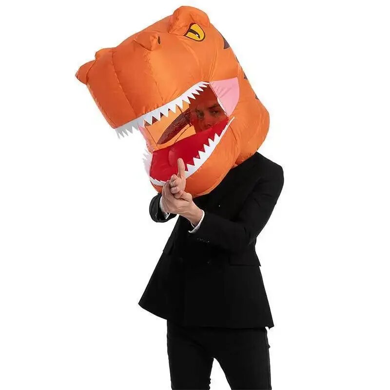 Надувной костюм динозавра Оранжевый, T-rex headgear
