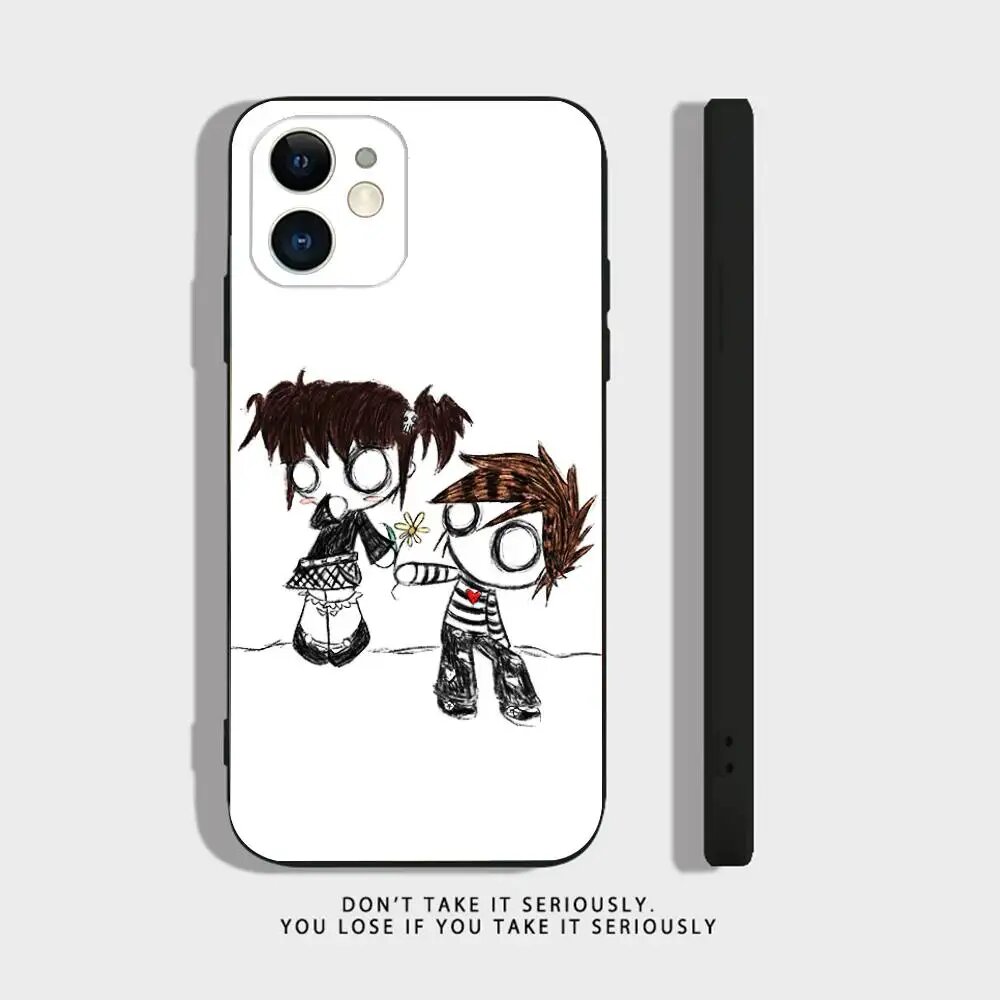 Чехол для телефона Love Black and Cute Emo для iPhone 17, 16, e, Pro, Max, 15, 14, z8, iPhone17