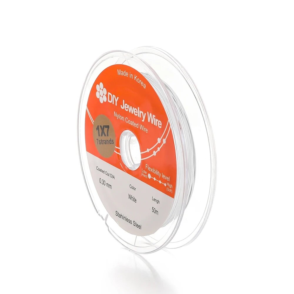 Стальной шнур St.kunkka 50 м 0.3/0.38 мм для бисероплетения 0.3mm, Белый, White