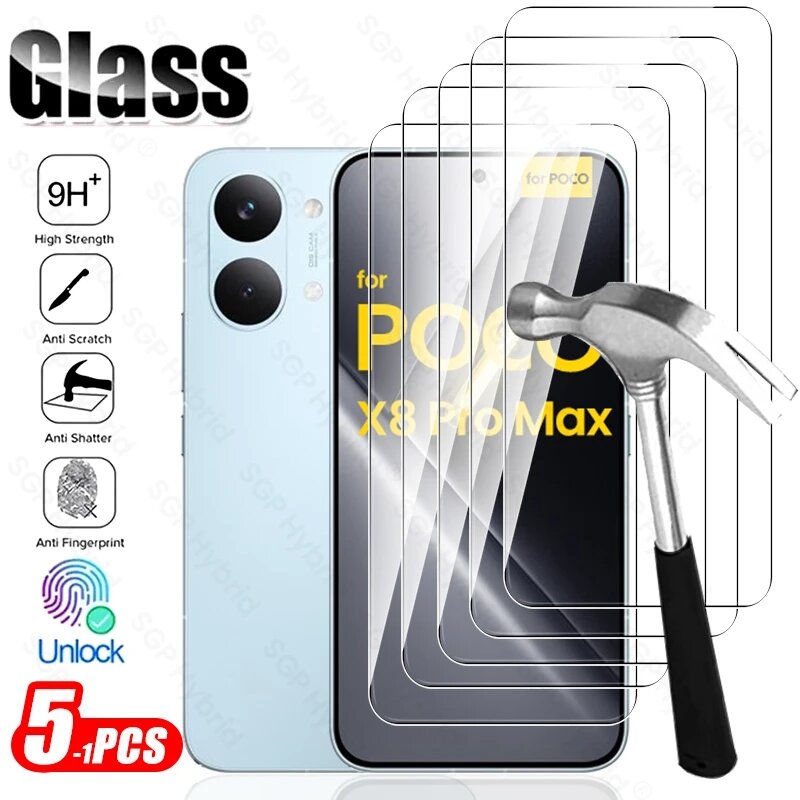 5 шт. Защитное стекло 9H для Xiaomi Poco X8 Pro Max