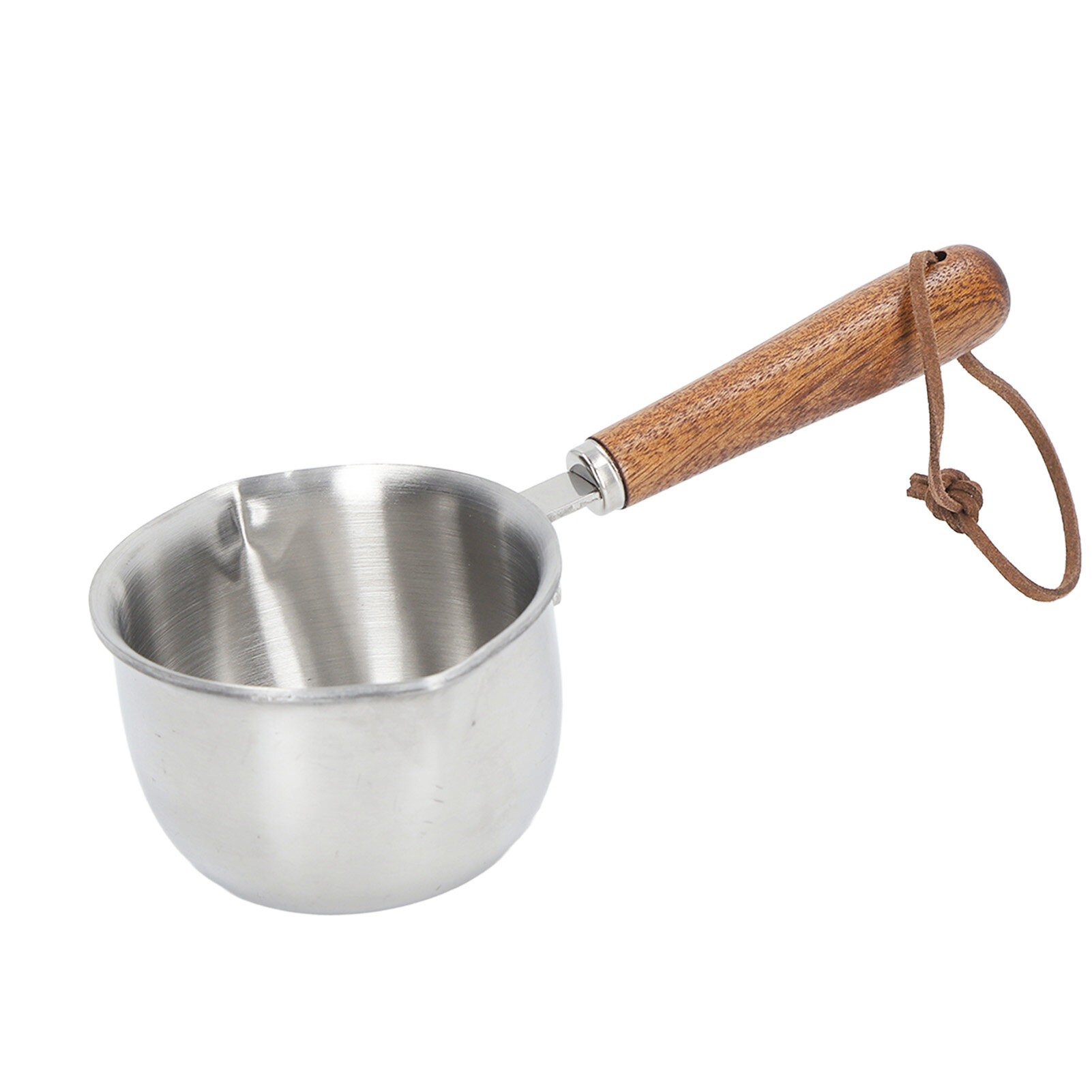 Butter Warmer Stainless Steel Wooden Handle 3 Layers Multi Purpose Melting Pot for Oil Milk Kitchen 200ML